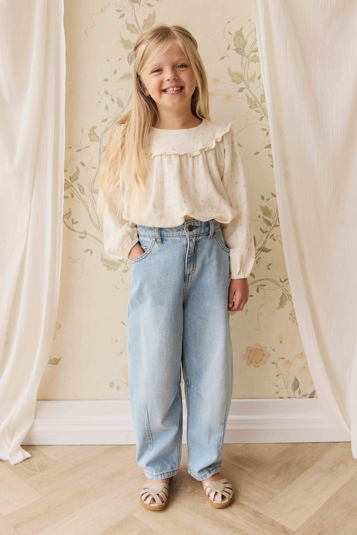 Organic Cotton Muslin Amira Blouse - Vintage Ditsy – Jamie Kay USA