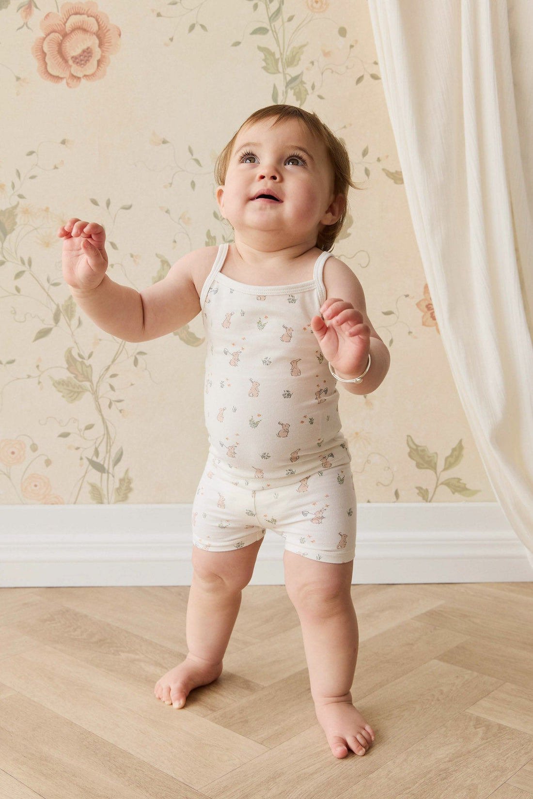 Organic Cotton Jude Singlet Pyjama Set - Lapin Jardin Crisp – Jamie Kay USA