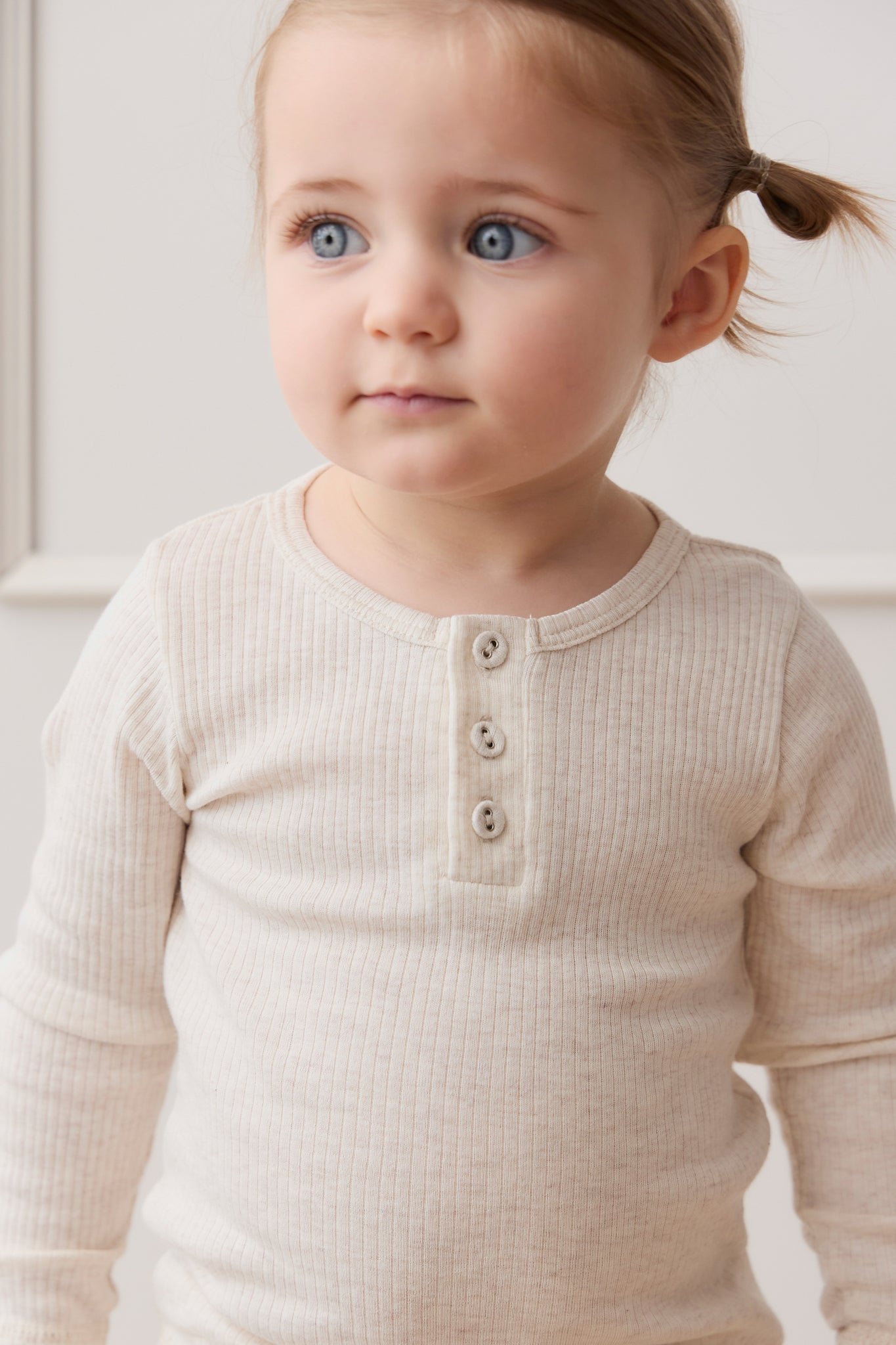 Organic Cotton Modal Long Sleeve Henley - Oatmeal Marle – Jamie Kay USA