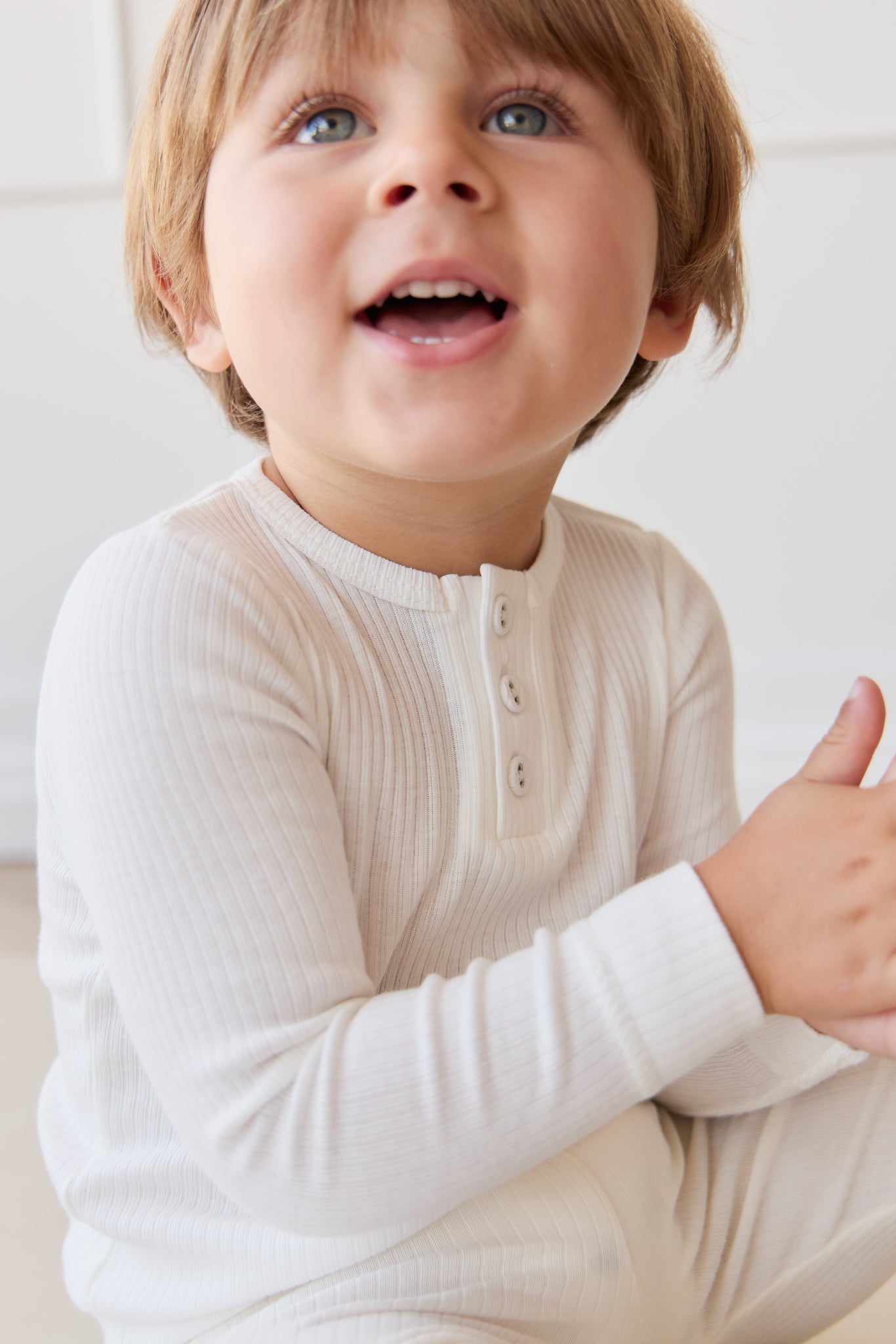 Organic Cotton Modal Long Sleeve Henley - Milk – Jamie Kay USA