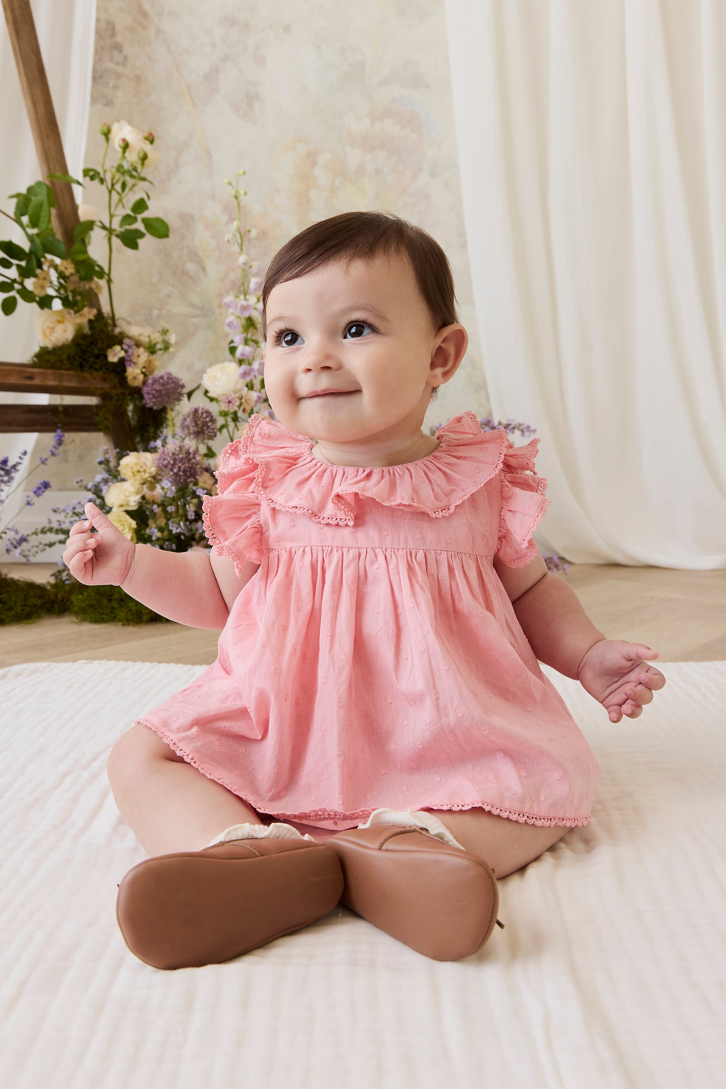 Organic Cotton Frannie Playsuit - Swiss Pink – Jamie Kay USA