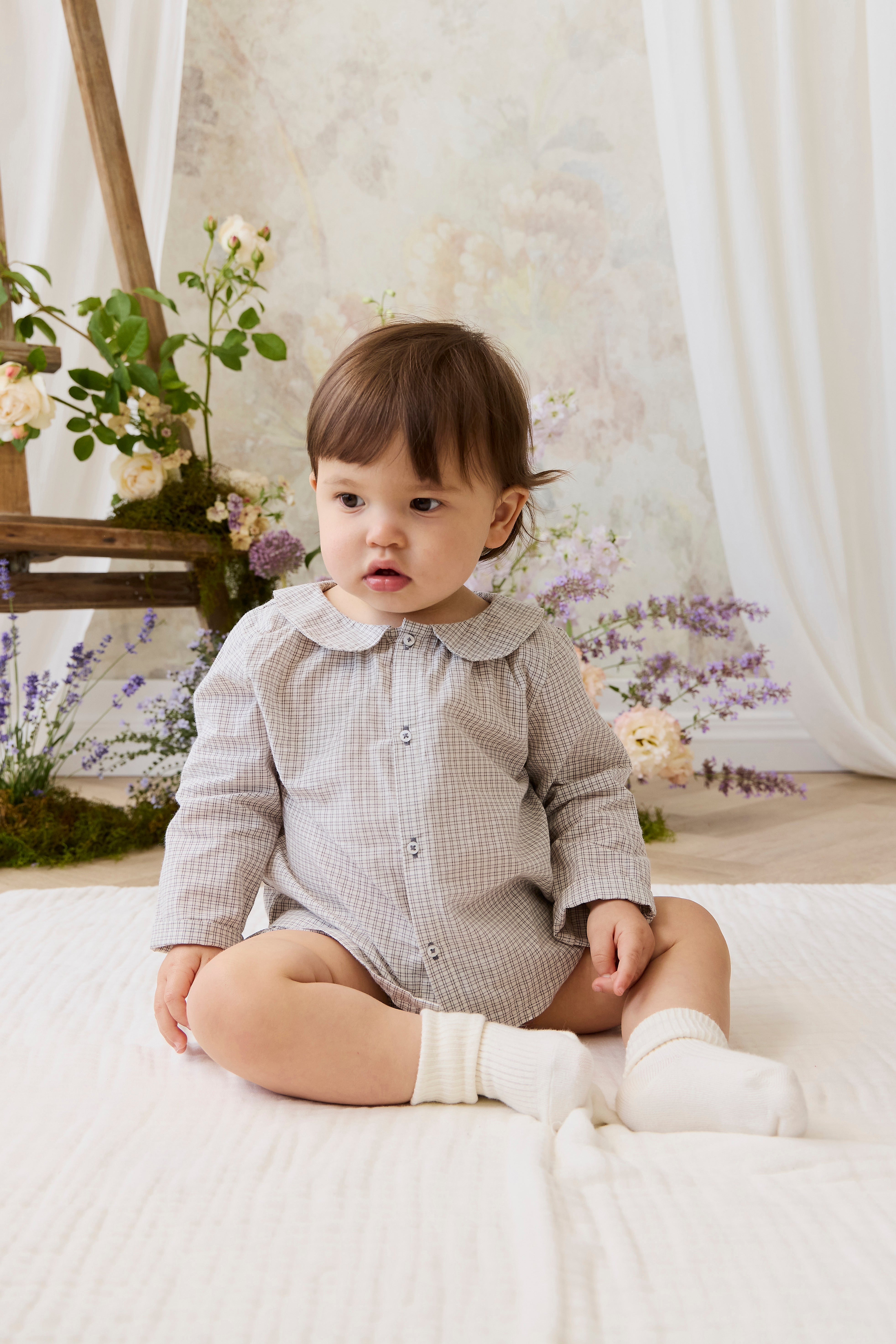 Organic Cotton Gabriel Top - Cloud Check – Jamie Kay USA