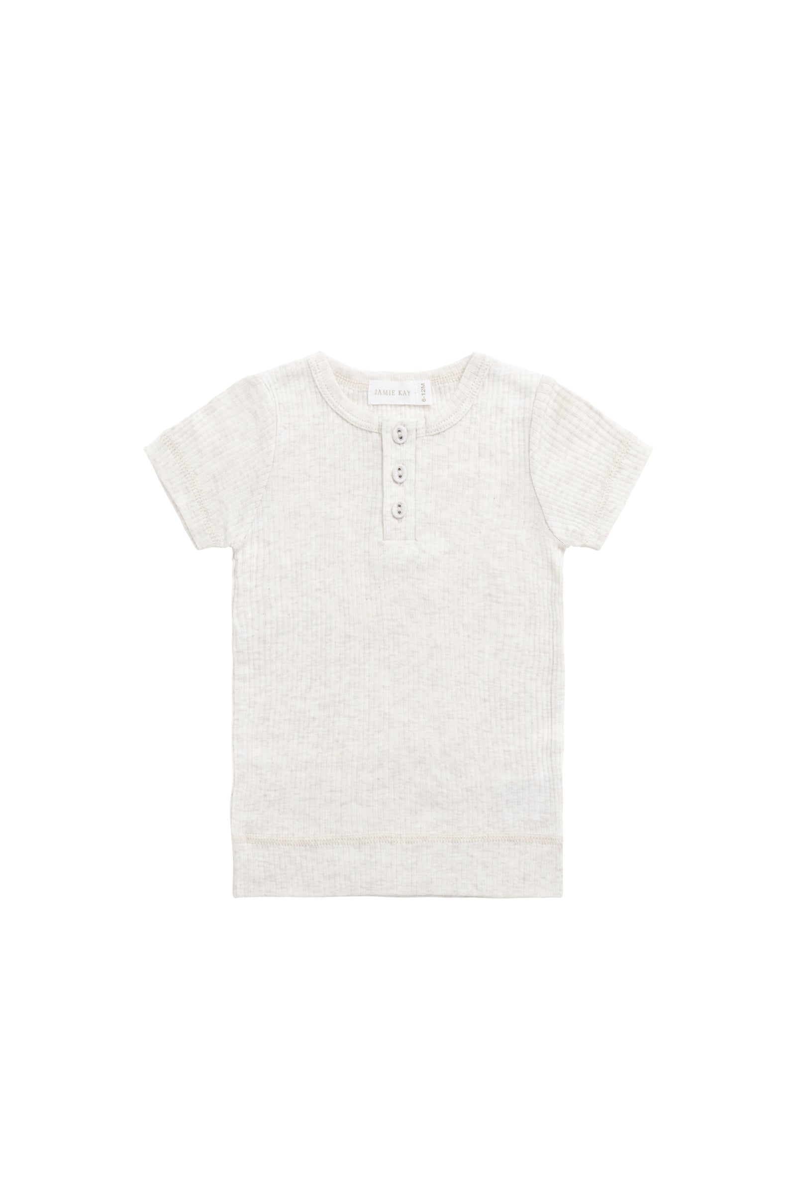 Organic Cotton Modal Henley Tee - Oatmeal Marle – Jamie Kay USA