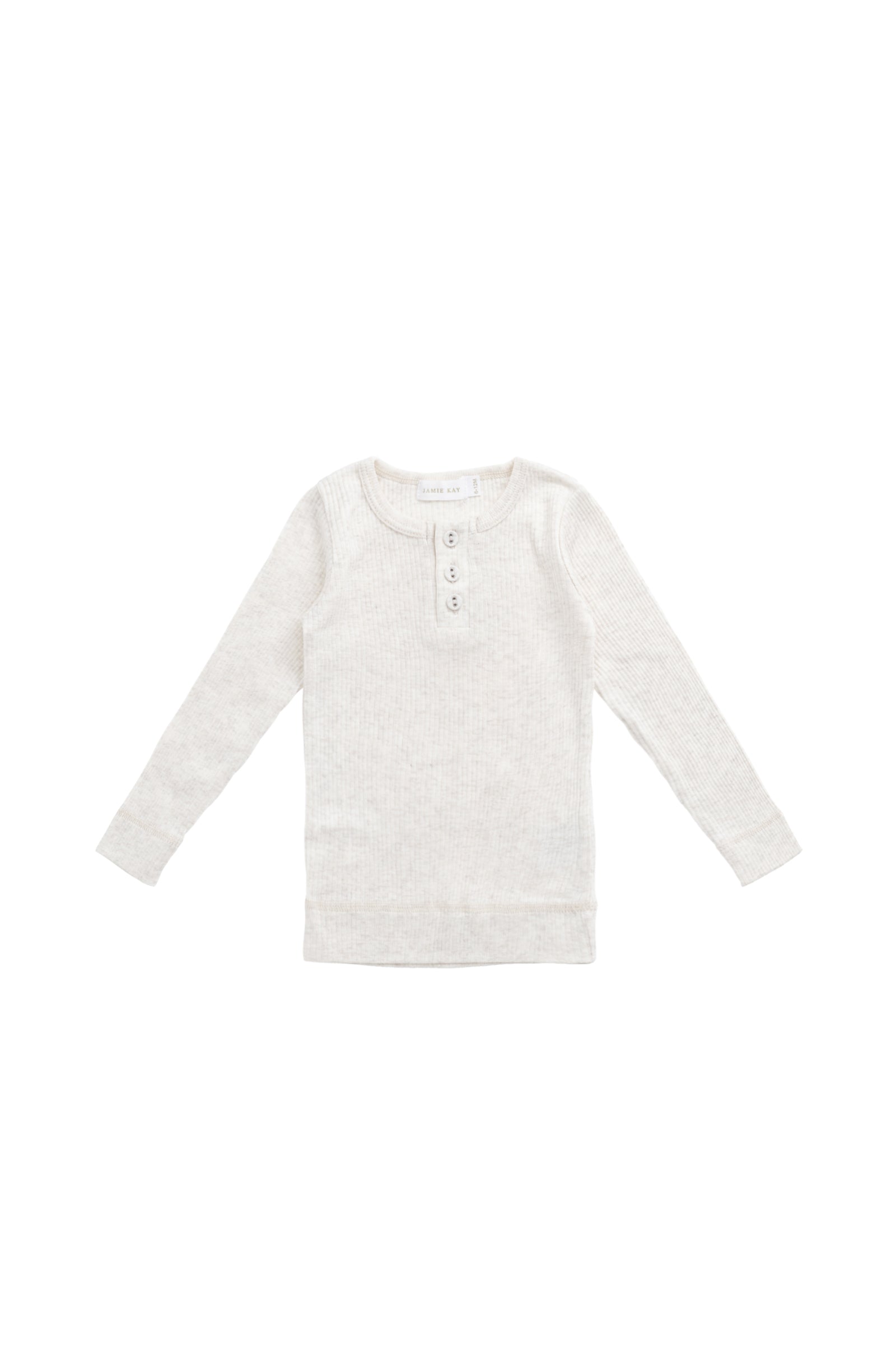 Organic Cotton Modal Long Sleeve Henley - Oatmeal Marle – Jamie Kay USA
