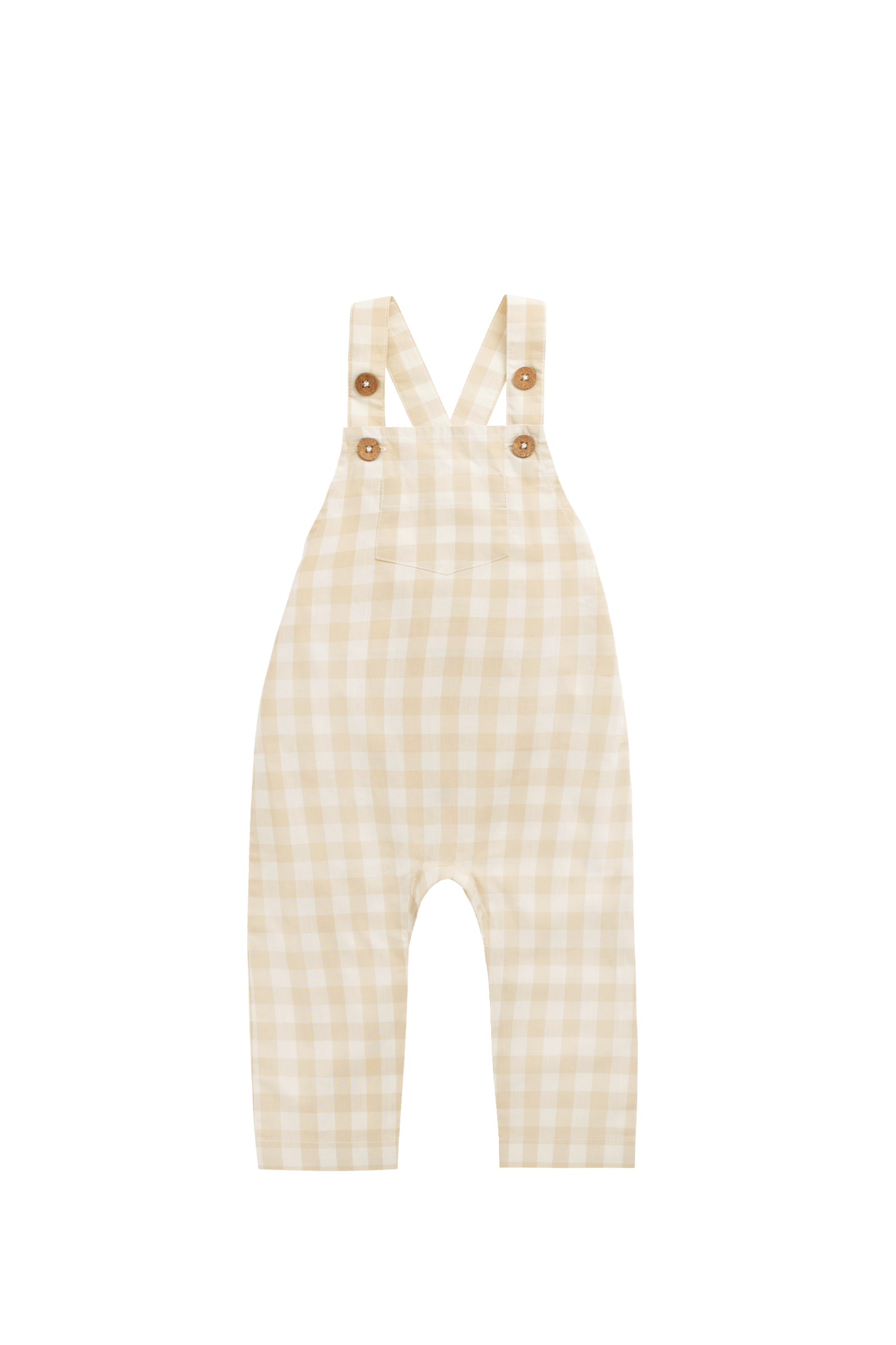 Organic Cotton Kingston Overall - Gingham Pale Khaki – Jamie Kay USA