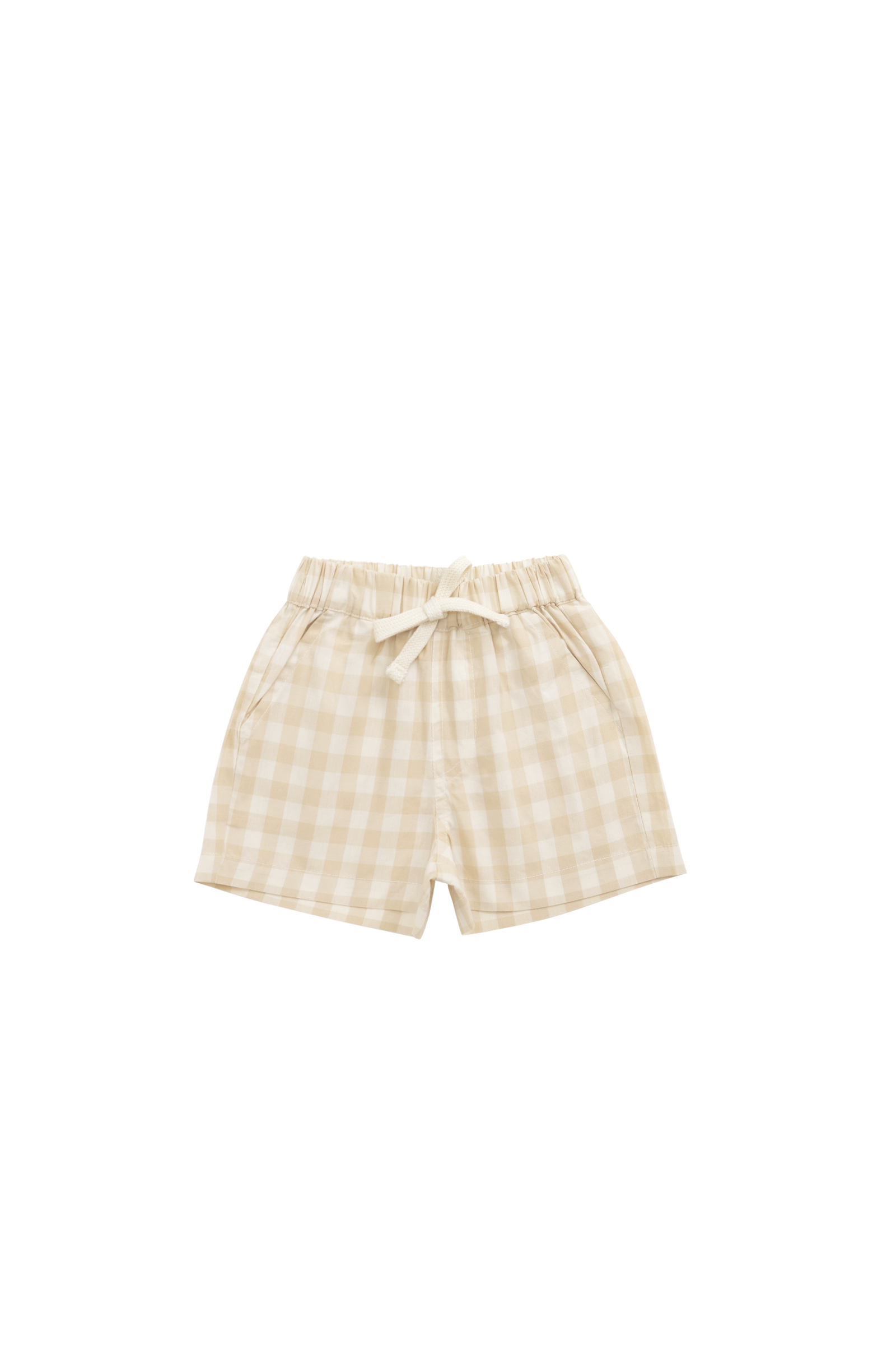 Organic Cotton Louis Short - Gingham Pale Khaki – Jamie Kay USA